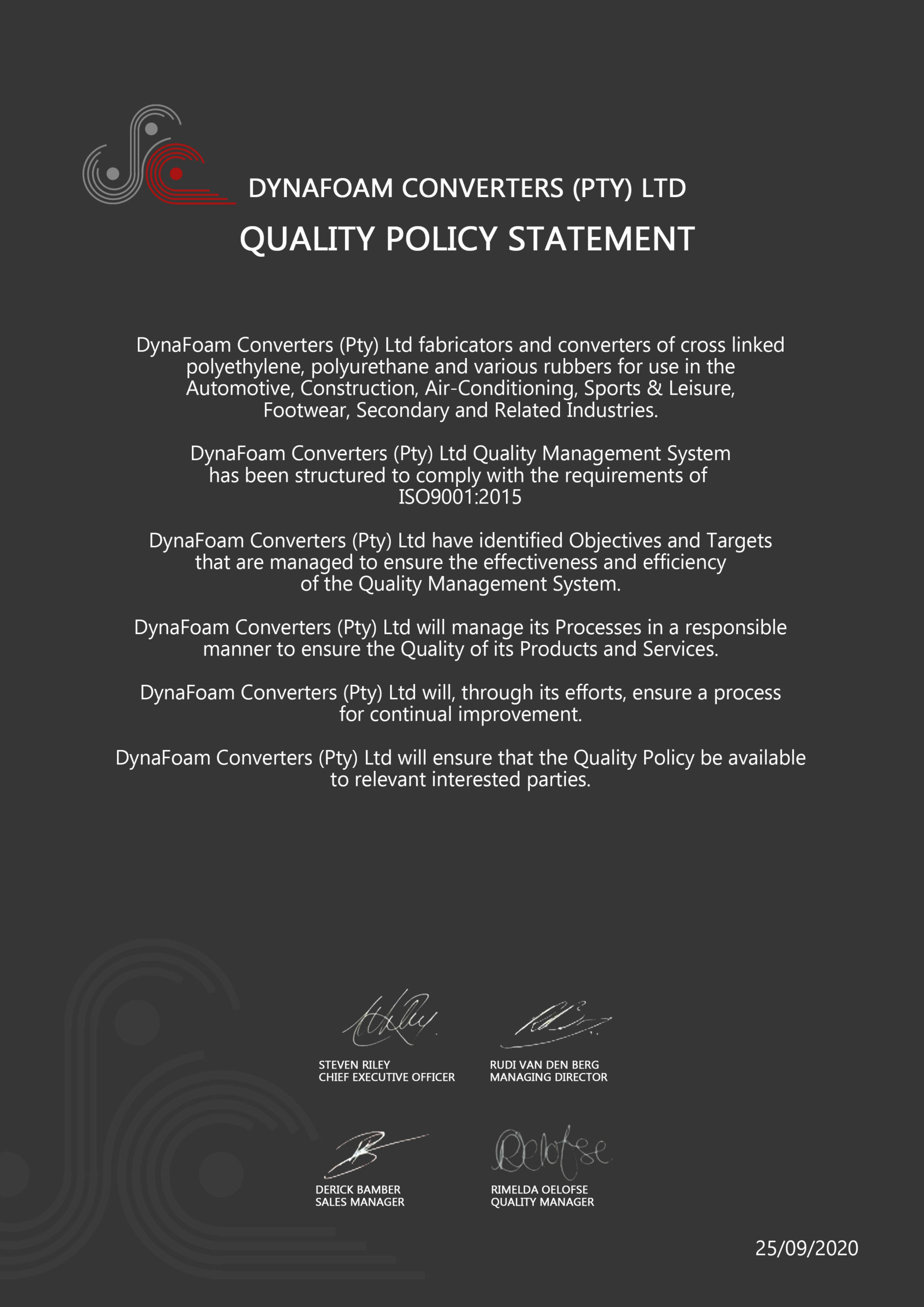 Certifications – DynaFoam Converters